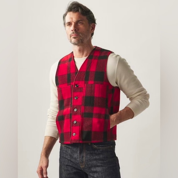 Filson | Jackets & Coats | Filson Mackinaw Wool Vest In Redblack Plaid ...
